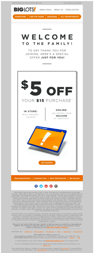 Big Lots’ Purchase Email & Unboxing Experience - MailCharts